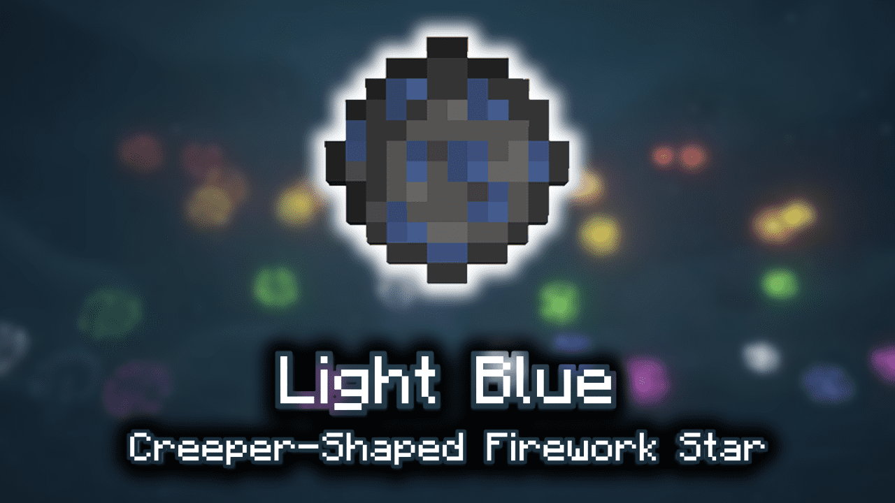 Light Blue Creeper-Shaped Firework Star - Wiki Guide - 9Minecraft.Net Light Blue Creeper-Shaped Firework Star - Wiki Guide - 9Minecraft.Net